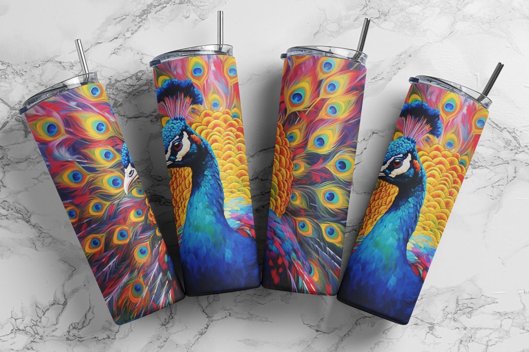 Peacock Tumbler Wrap 20oz Skinny Tumbler Sublimation Design , 9.2x8.3 ...
