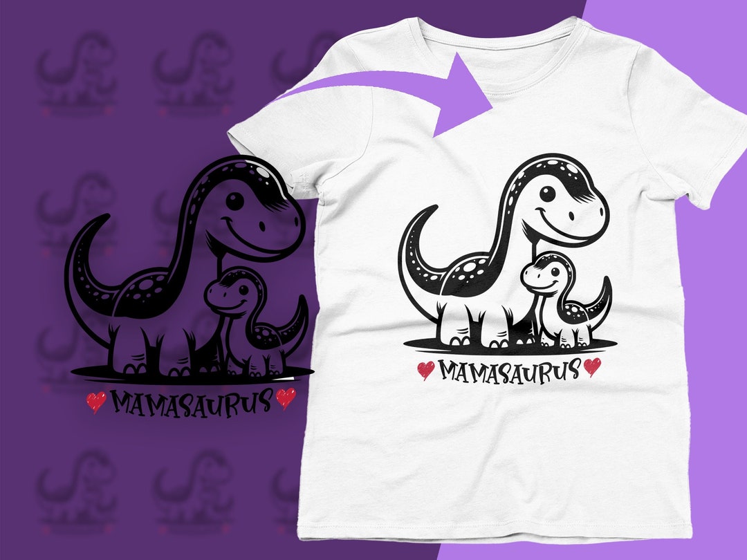 Mamasaurus SVG, Cute Dinosaur Mom and Baby, Motherhood SVG, T-rex ...