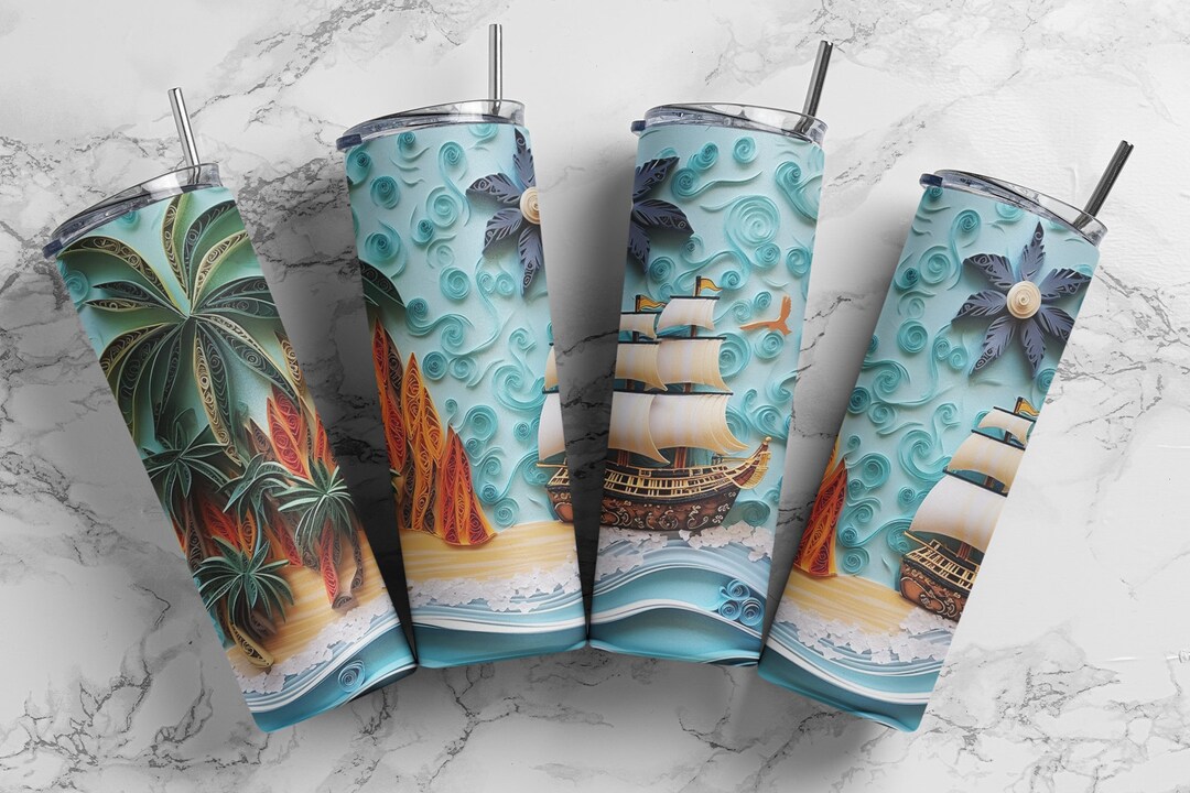 3D Ship Tumbler Wrap Sublimation Tumbler Design , 9.2x8.3 20oz Straight ...