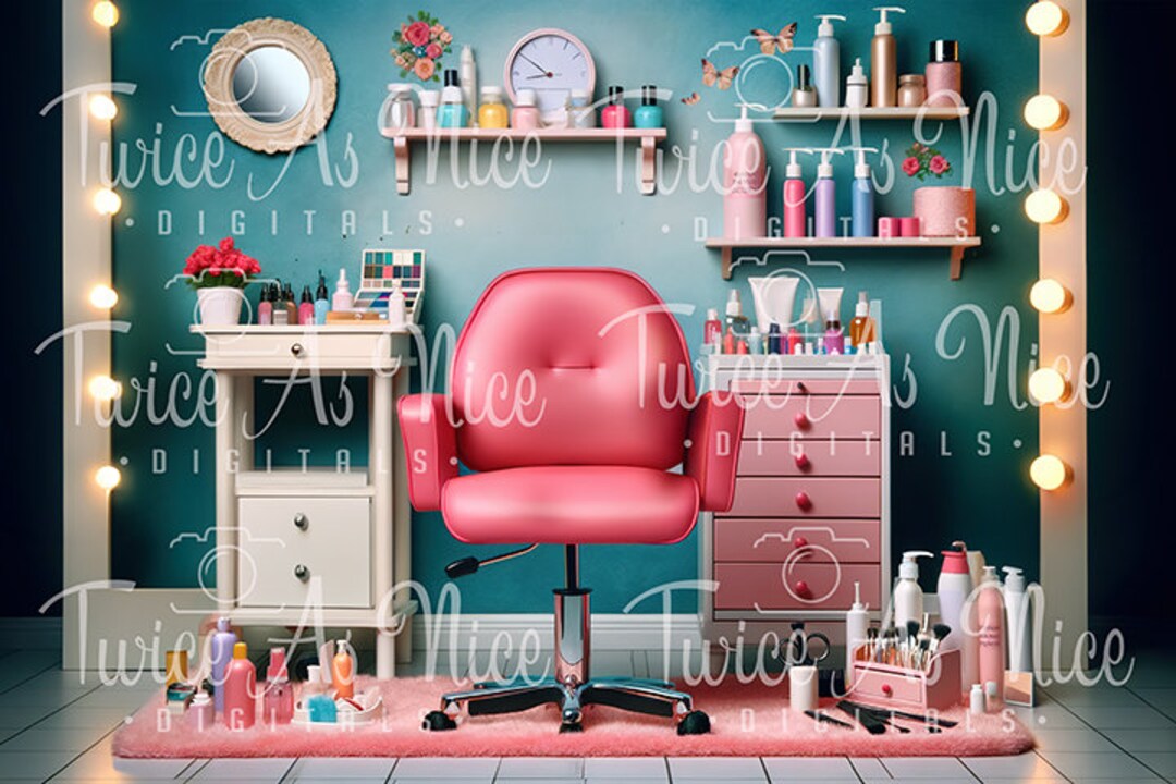 Newborn Digital Backdrop, Beauty Salon Themed Background, Pink Barber ...