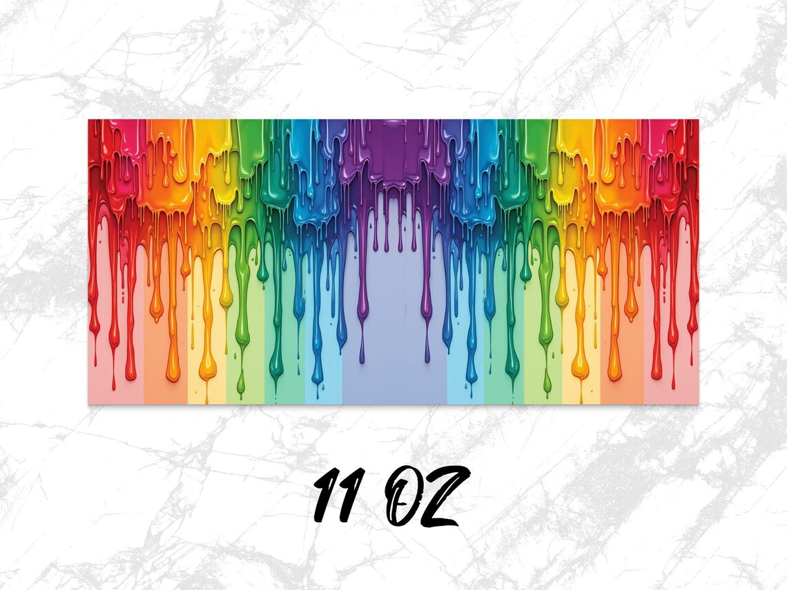 Colorful Dripping Paint Mug Wraps Digital Download, Rainbow Spectrum ...