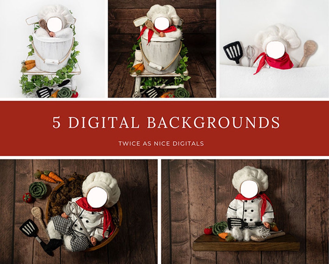 5 Newborn Digital Backdrop, Chef Digital Background, Face Insert ...