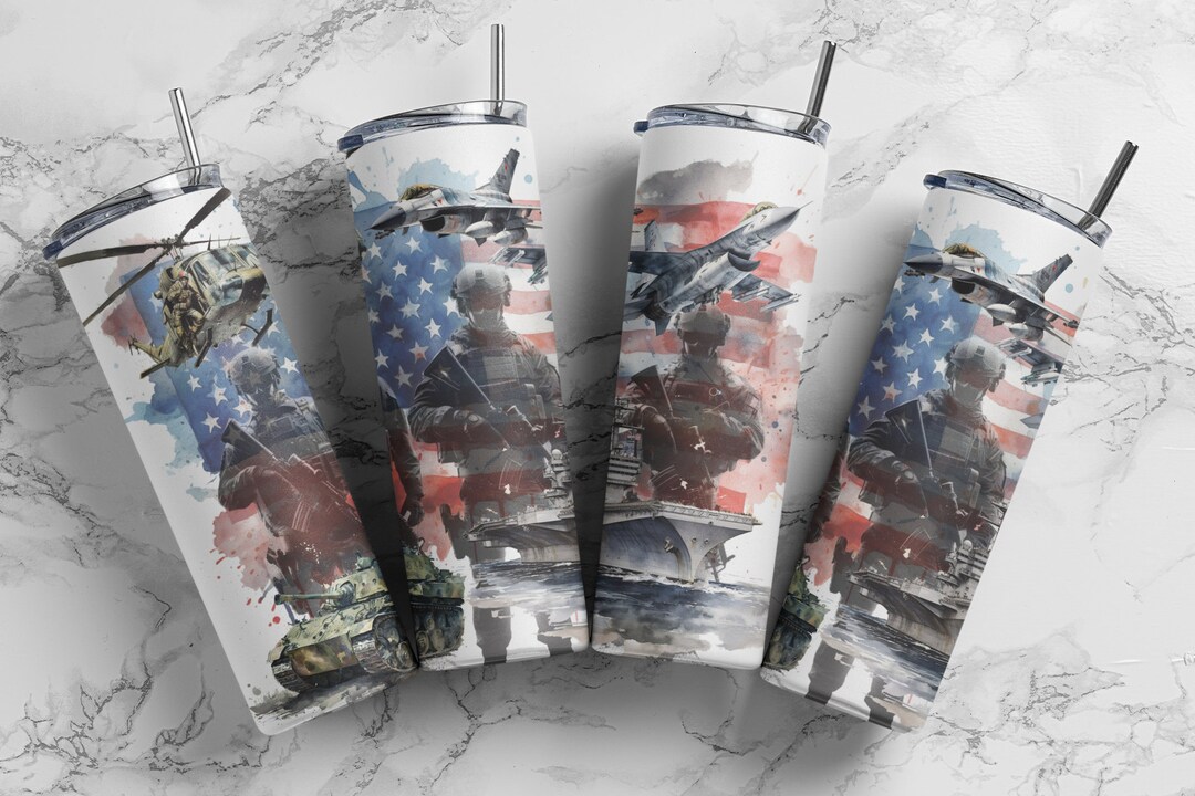 Patriotic 20 Oz Armed Forces Tumbler Wrap, Sublimation PNG, Military ...