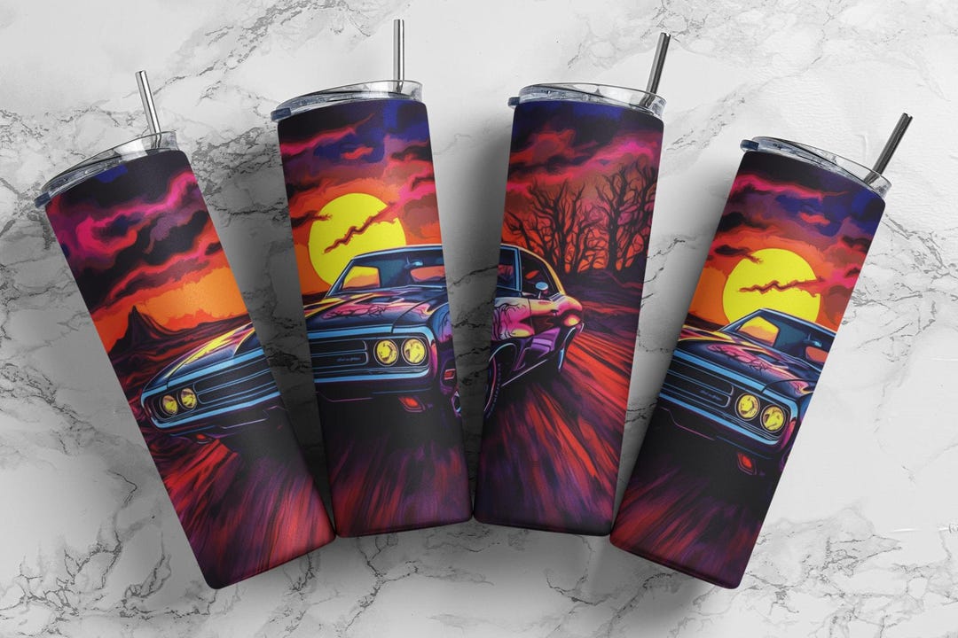 Neon Muscle Car Tumbler Wrap 20 Oz Sublimation Tumbler Design ,9.2x8.3 ...