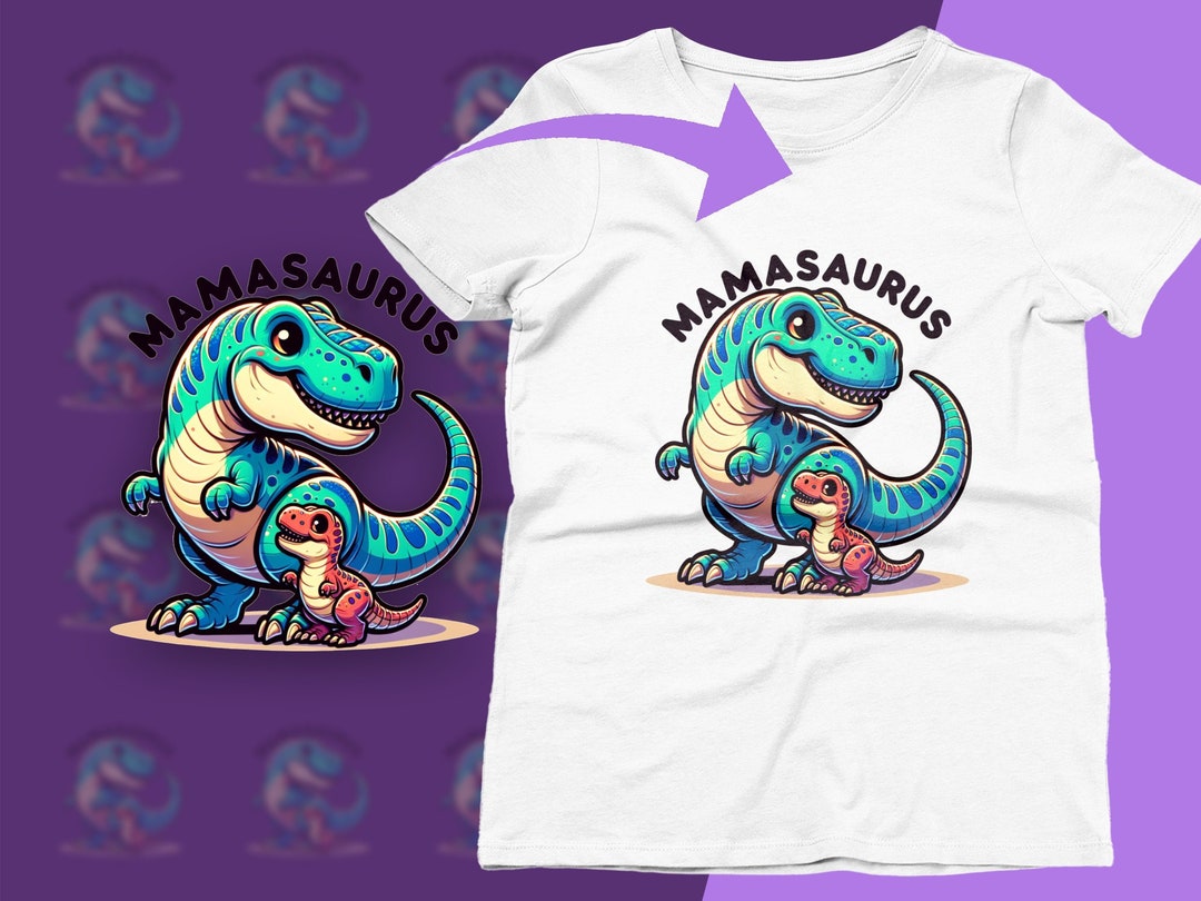 Mamasaurus SVG, Cute Dinosaur Mama and Baby, Motherhood T-rex, Digital ...