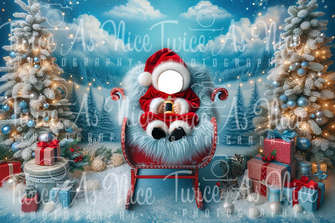 Newborn Santa Face Insert Digital Backdrop - Festive Christmas ...