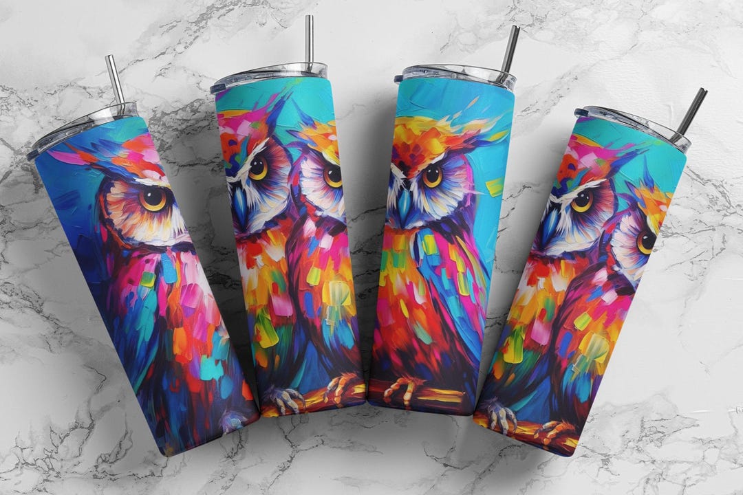 Colourful Owl Tumbler Wrap 20oz Sublimation Tumbler Design , 9.2x8.3 ...