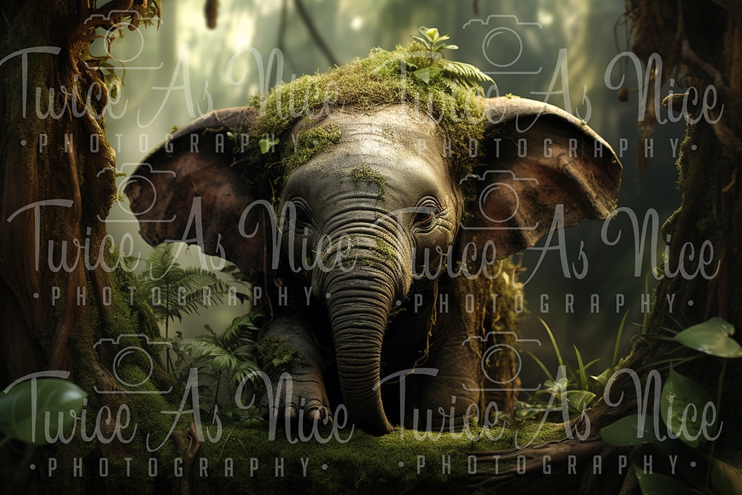 Elephant Newborn Digital Backdrop, Wildlife Digital Background, Digital ...