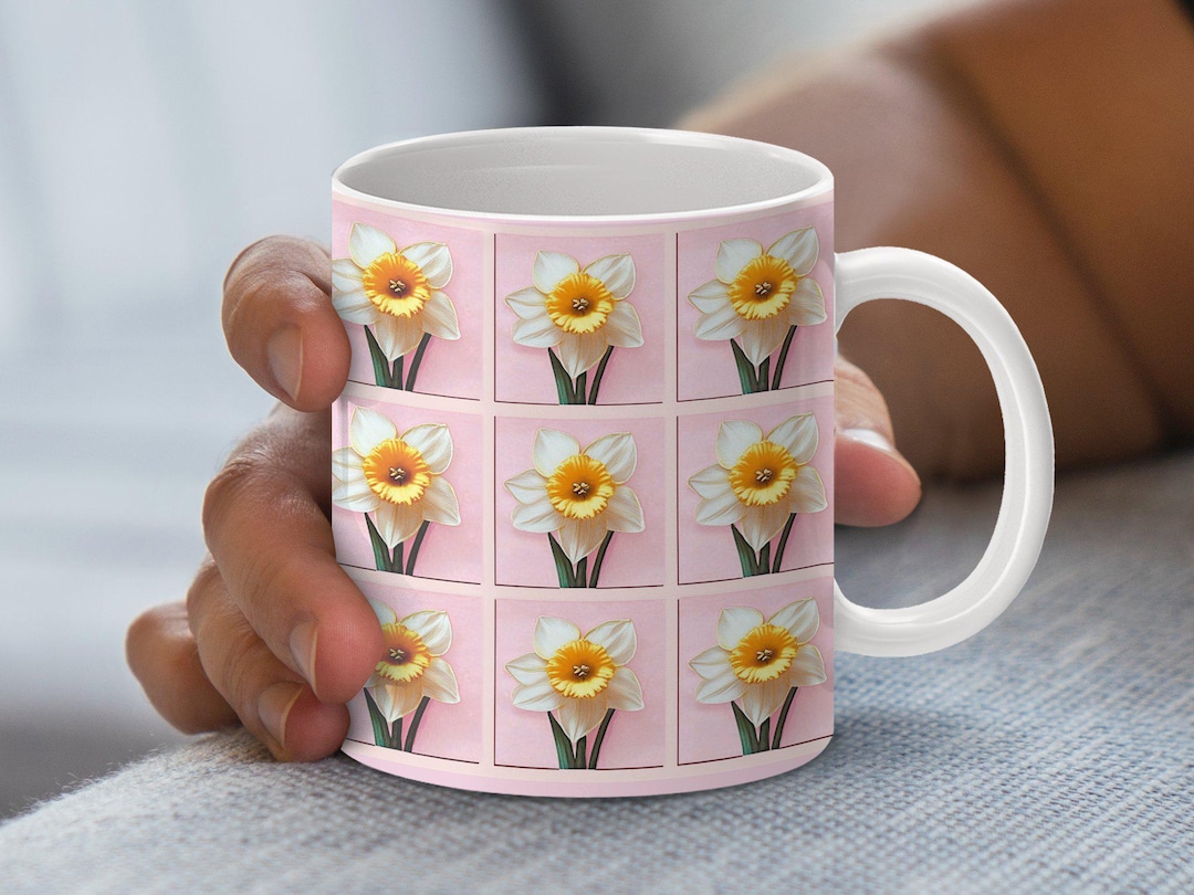 Daffodil Mug Wrap Sublimation Design, Floral Mug Wrap Digital Download ...