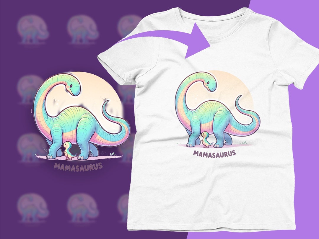 Mamasaurus SVG Digital Download, Cute Dinosaur Mom and Baby, Family T ...