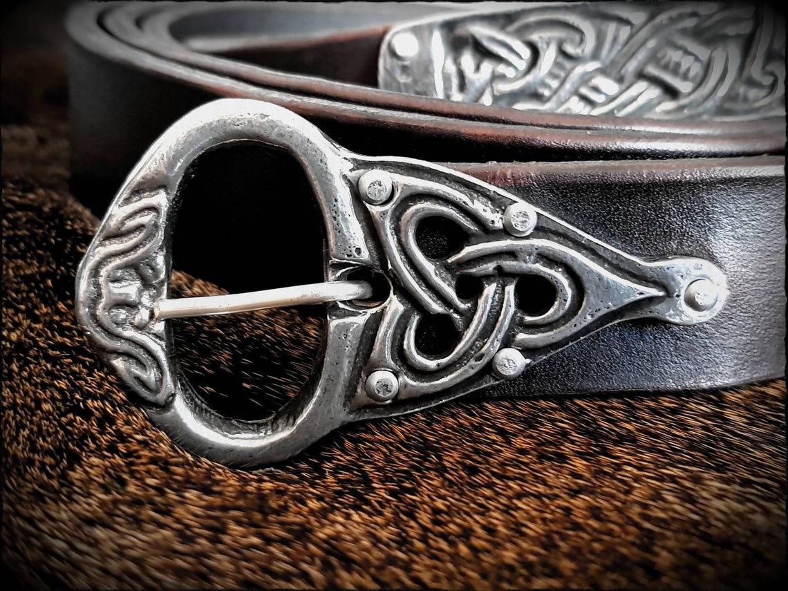 Viking Saxon Celtic Leather Belt With Pewter Buckle and Strap End - Etsy