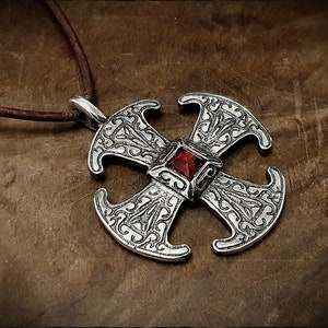 Silver Viking Saxon Canterbury Cross Pendant Necklace With Garnet - Etsy