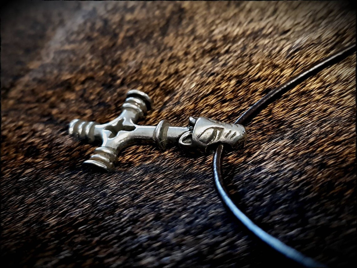 Viking Wolf Cross Hammer Mjölnir Pendant Necklace - Etsy UK