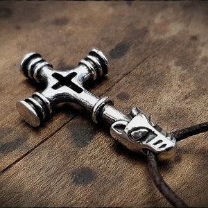 Sterling Silver Viking Wolf Cross Hammer Mjölnir Pendant - Etsy