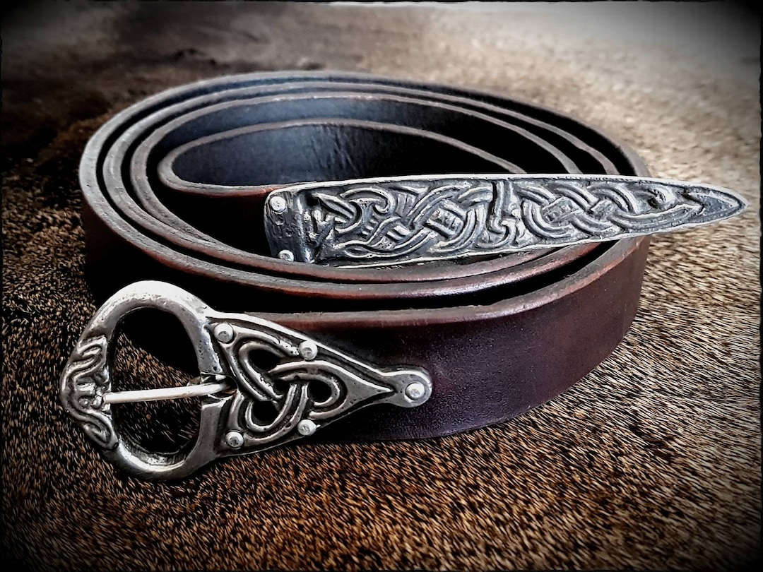 Viking Saxon Celtic Leather Belt With Pewter Buckle and Strap End - Etsy