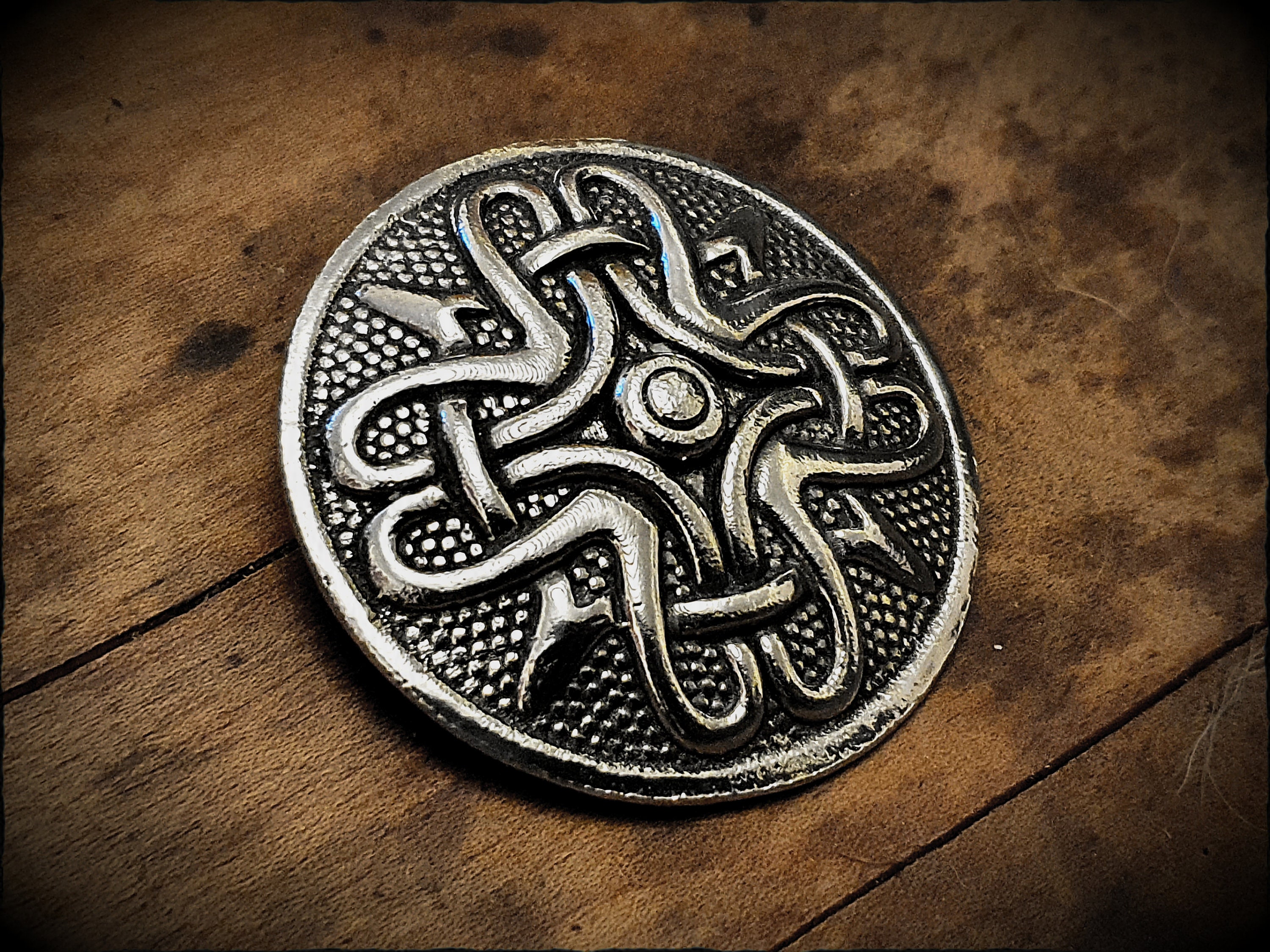 Viking Norse Pewter Circular Disc Brooch | Etsy