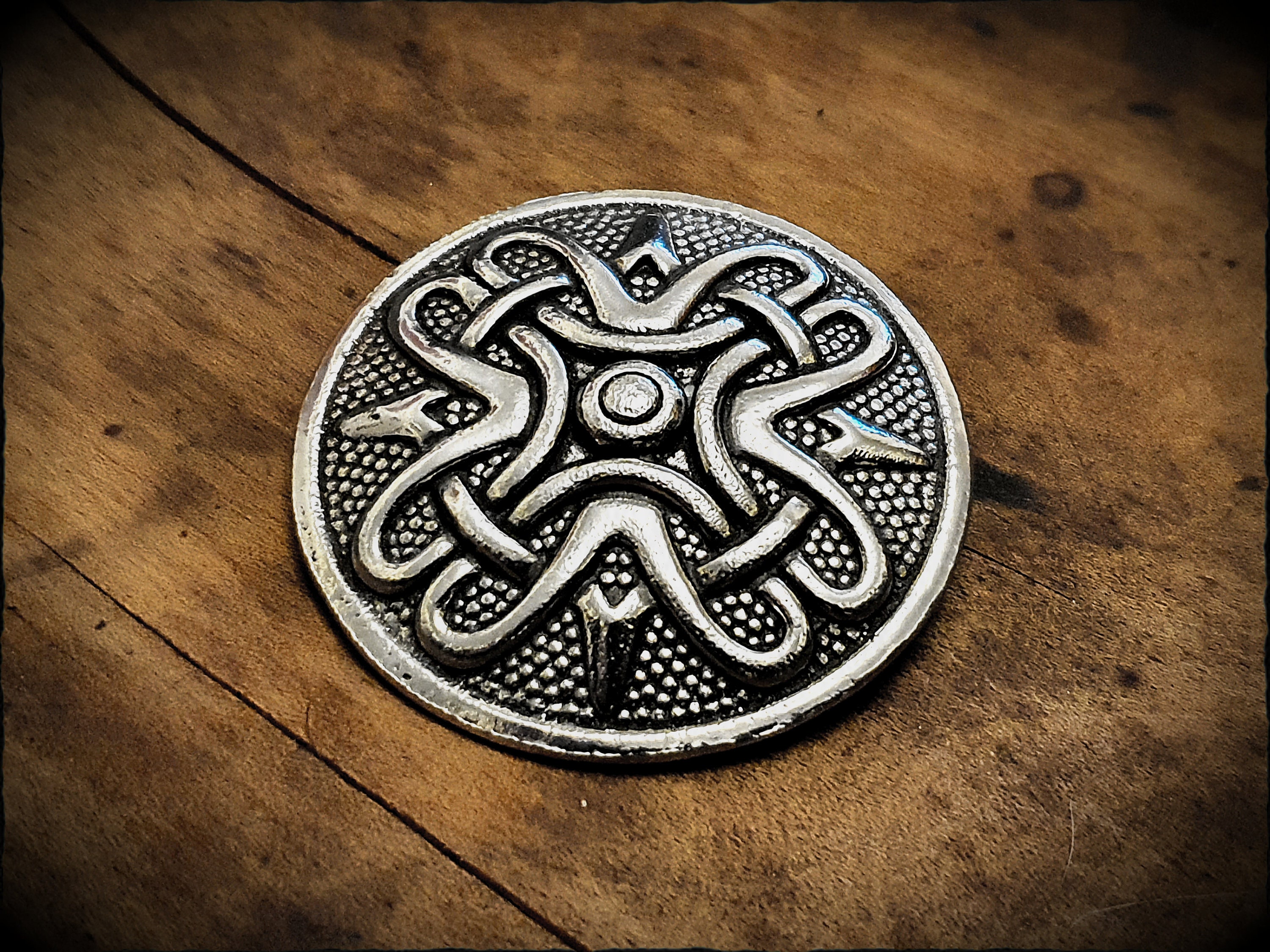 Viking Norse Pewter Circular Disc Brooch | Etsy