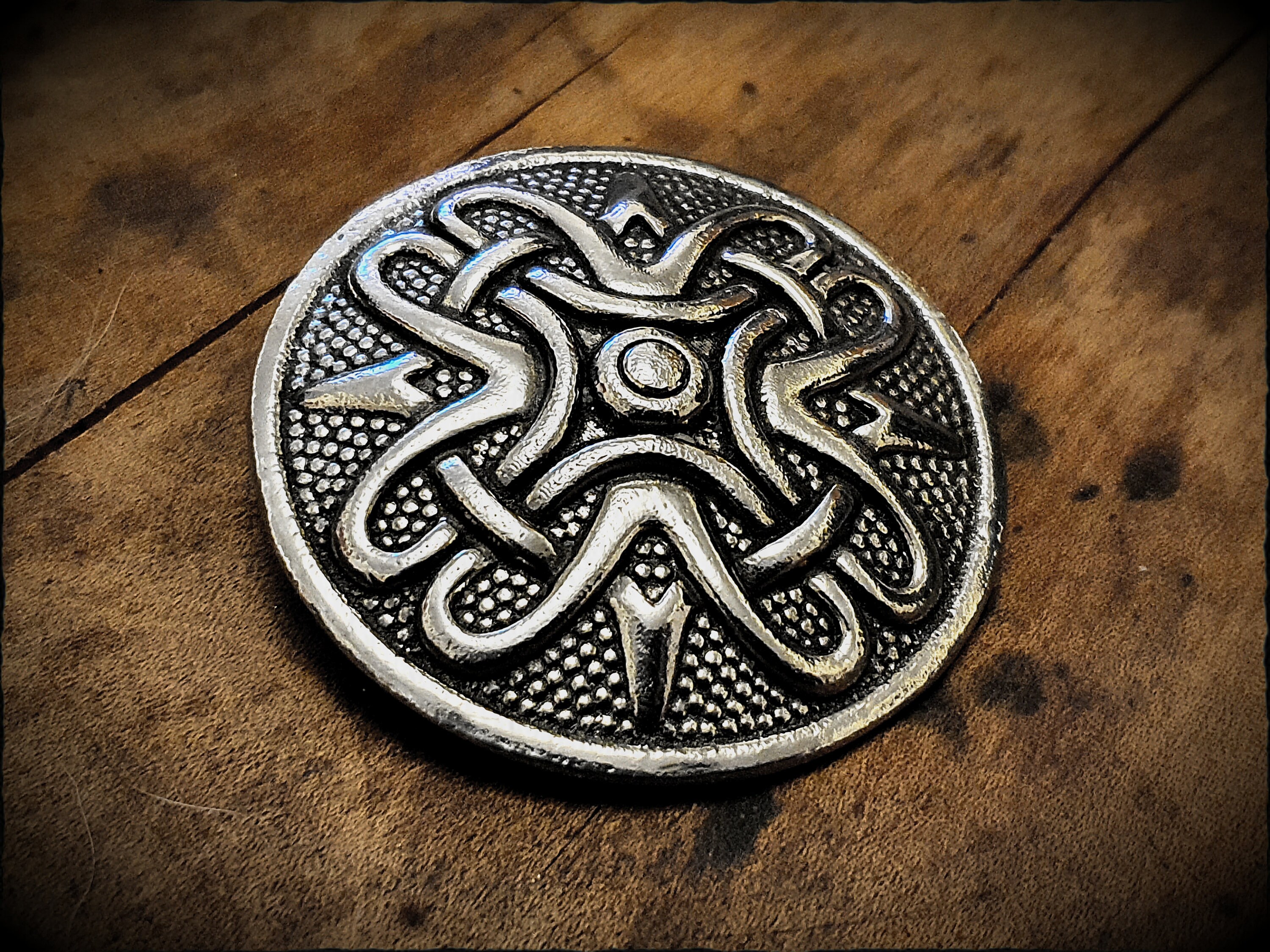 Viking Norse Pewter Circular Disc Brooch | Etsy