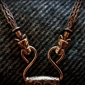 Bronze Raven Mjolnir Thors Hammer From Skane With Viking Knit Chain - Etsy