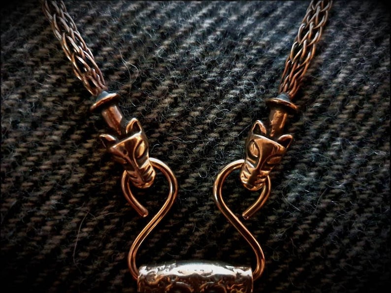 Bronze Raven Mjolnir Thors Hammer From Skane With Viking Knit Chain - Etsy