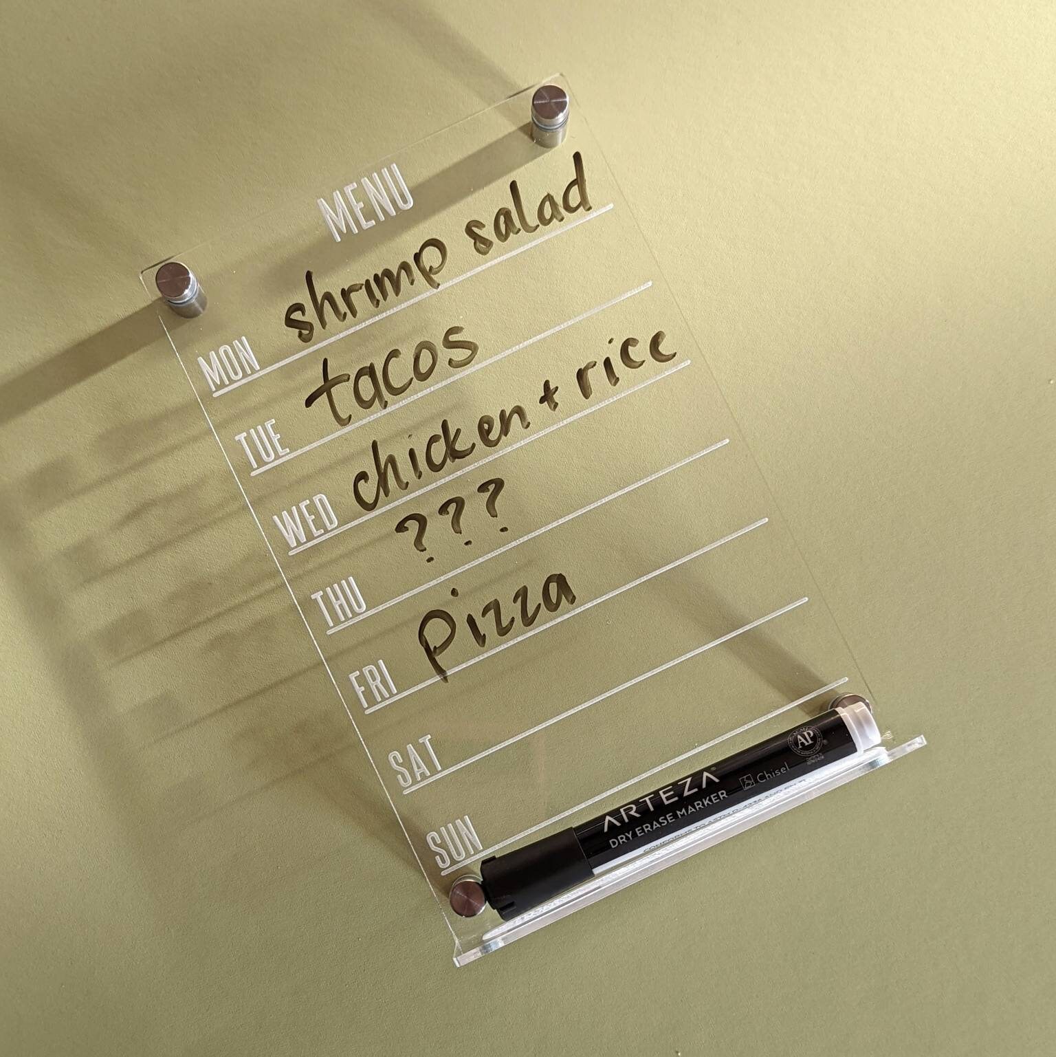 Menu Clear Acrylic Dry Erase Board Personalizable - Etsy