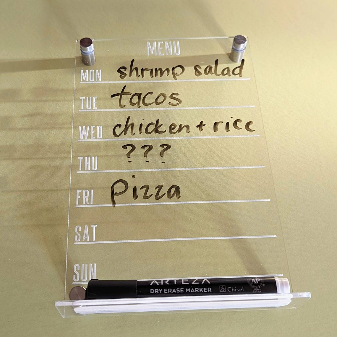 Menu Clear Acrylic Dry Erase Board Personalizable | Etsy