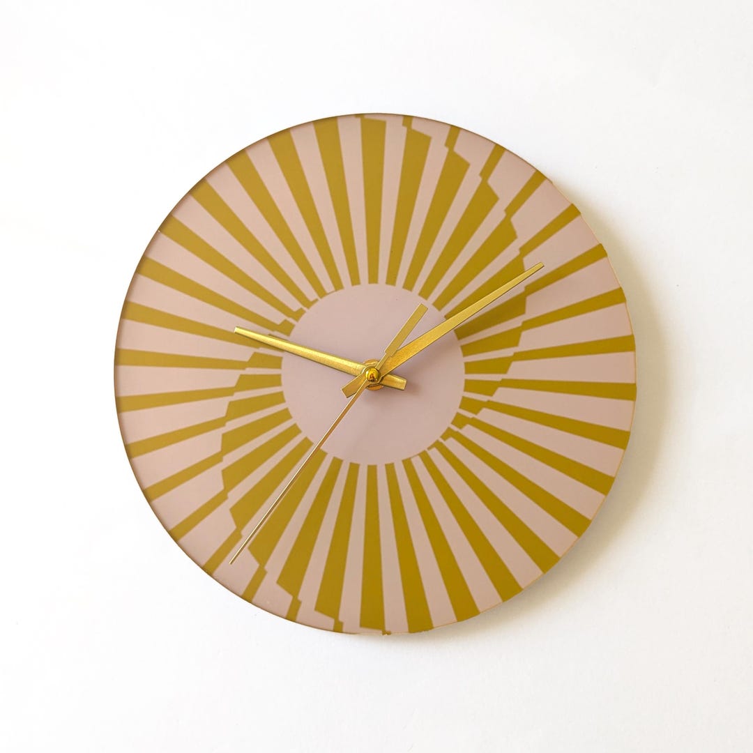 Radial Spiral Acrylic Wall Clock - Amber & Dusty Pink - Etsy