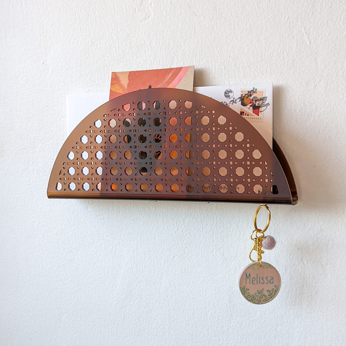Acrylic Rattan Cane Wall Mail Holder - Etsy