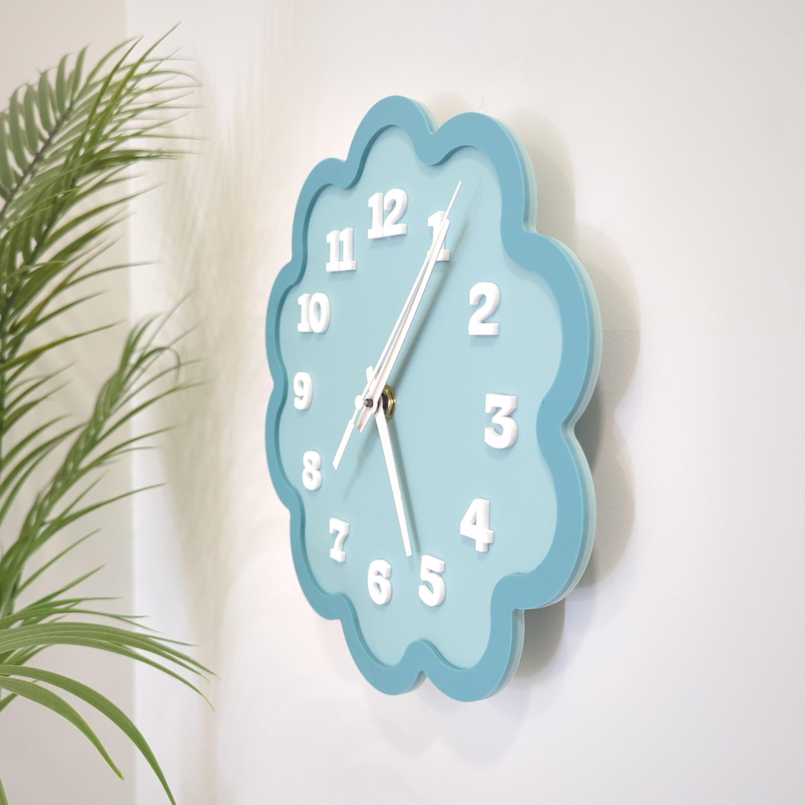 Framed Flower Layered Acrylic Wall Clock - Dusty Blues - Etsy