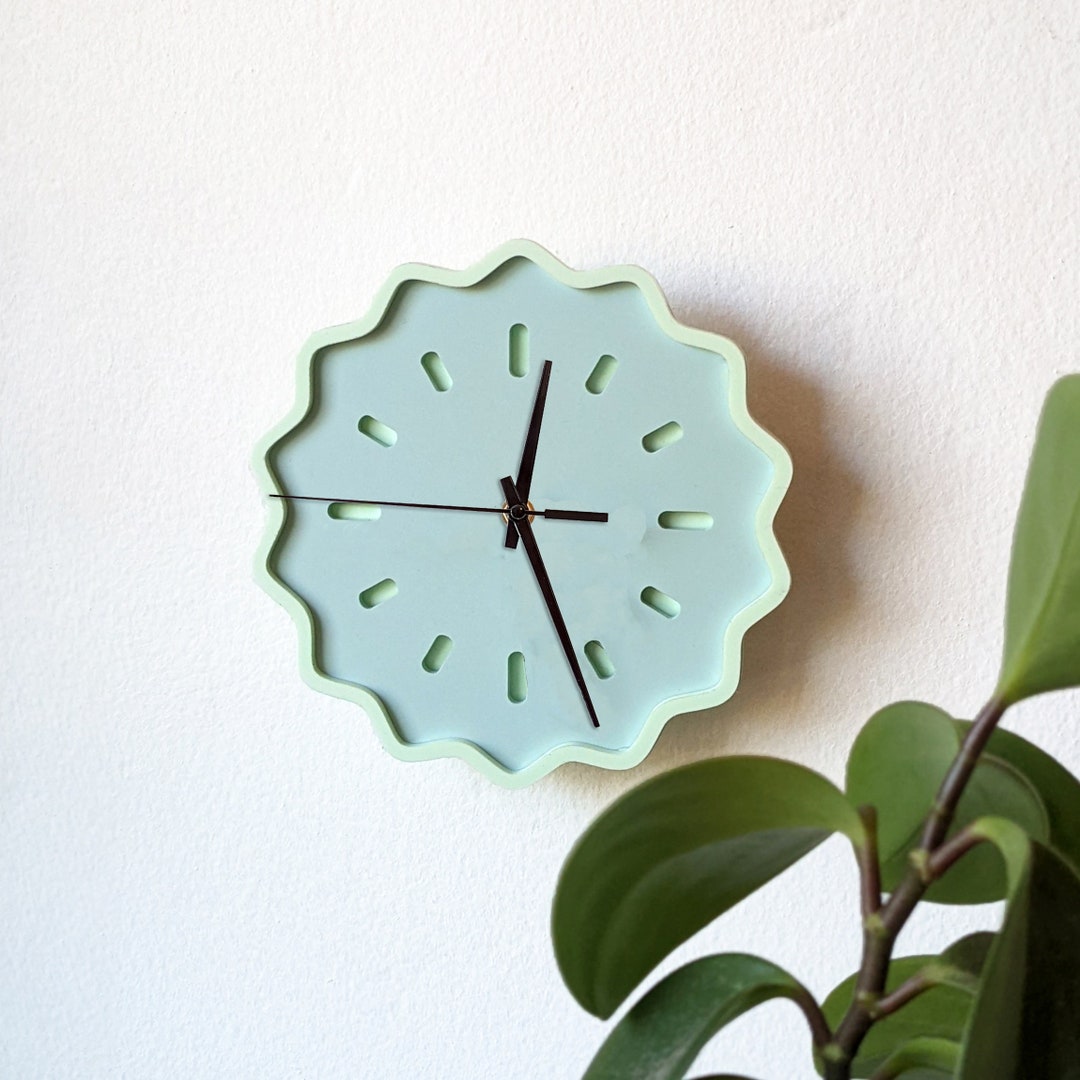 Mint Green Fluted Geometric Acrylic Wall Clock - Etsy
