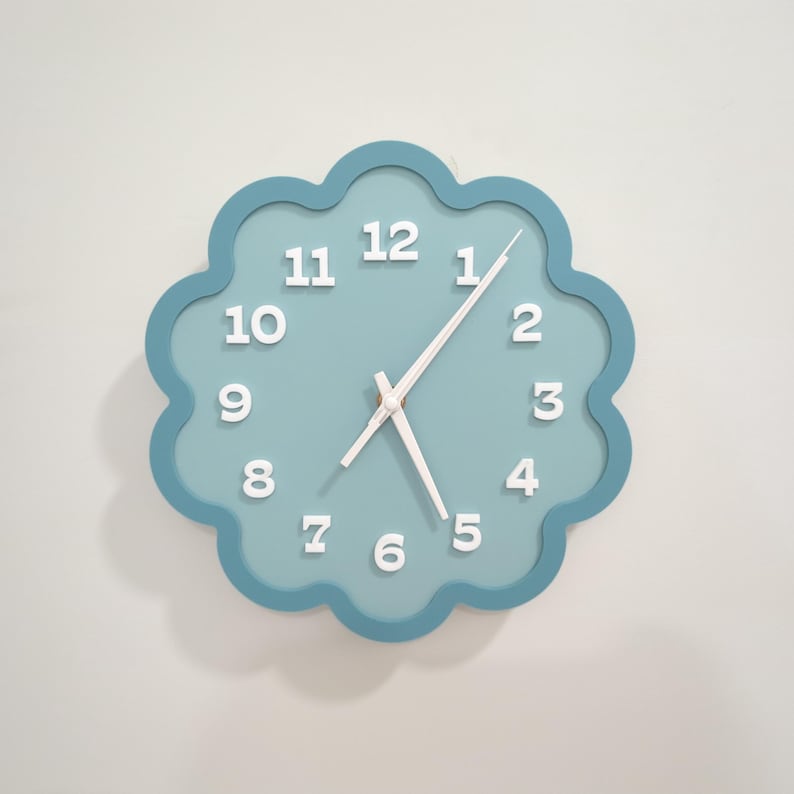 Framed Flower Layered Acrylic Wall Clock - Dusty Blues - Etsy