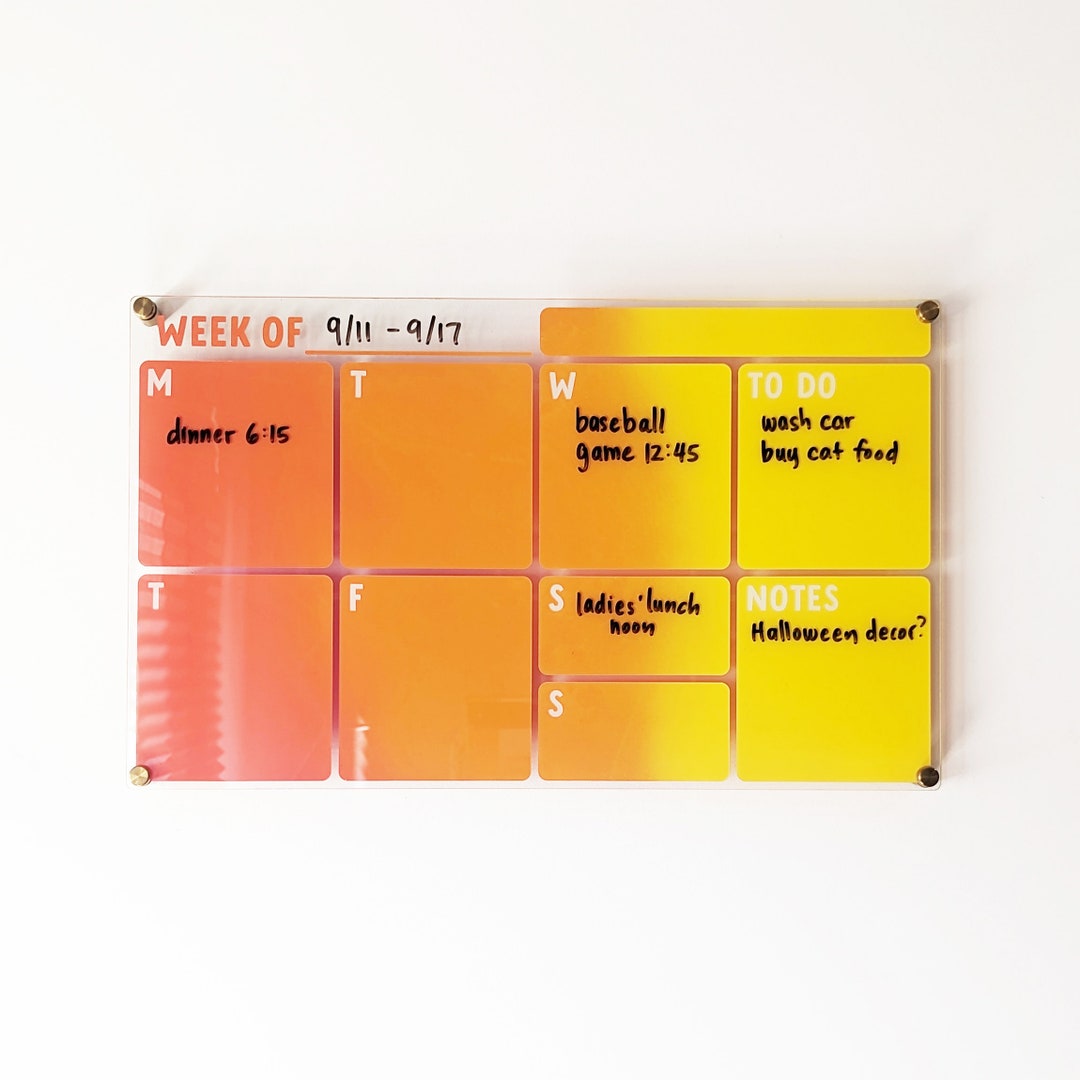 Colorful Weekly Dry Erase Memo Board - Etsy