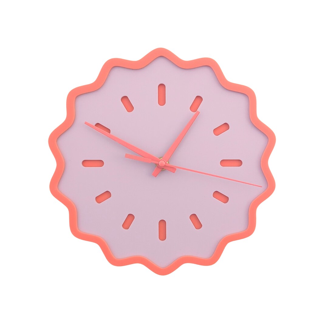 Fluted Geometric Acrylic Wall Clock - Mauve and Melon - Etsy
