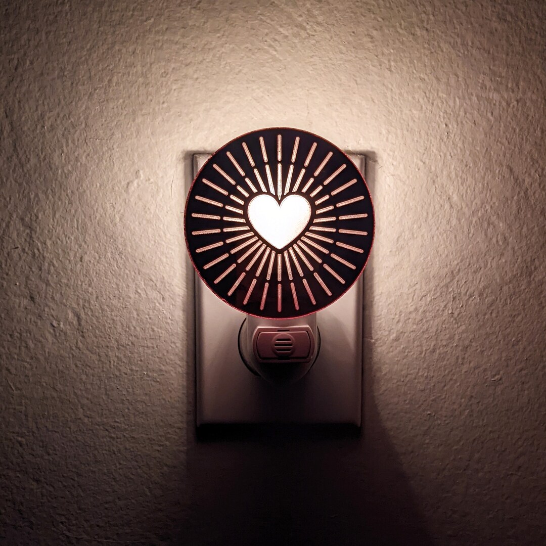 Heart Rays Rose Gold Mirrored Acrylic Night Light - Etsy