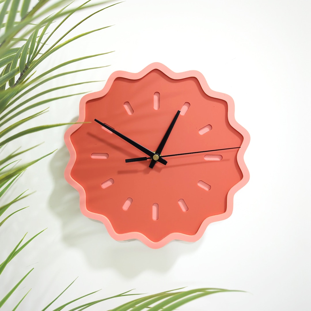 Fluted Geometric Acrylic Wall Clock Melon Tones - Etsy