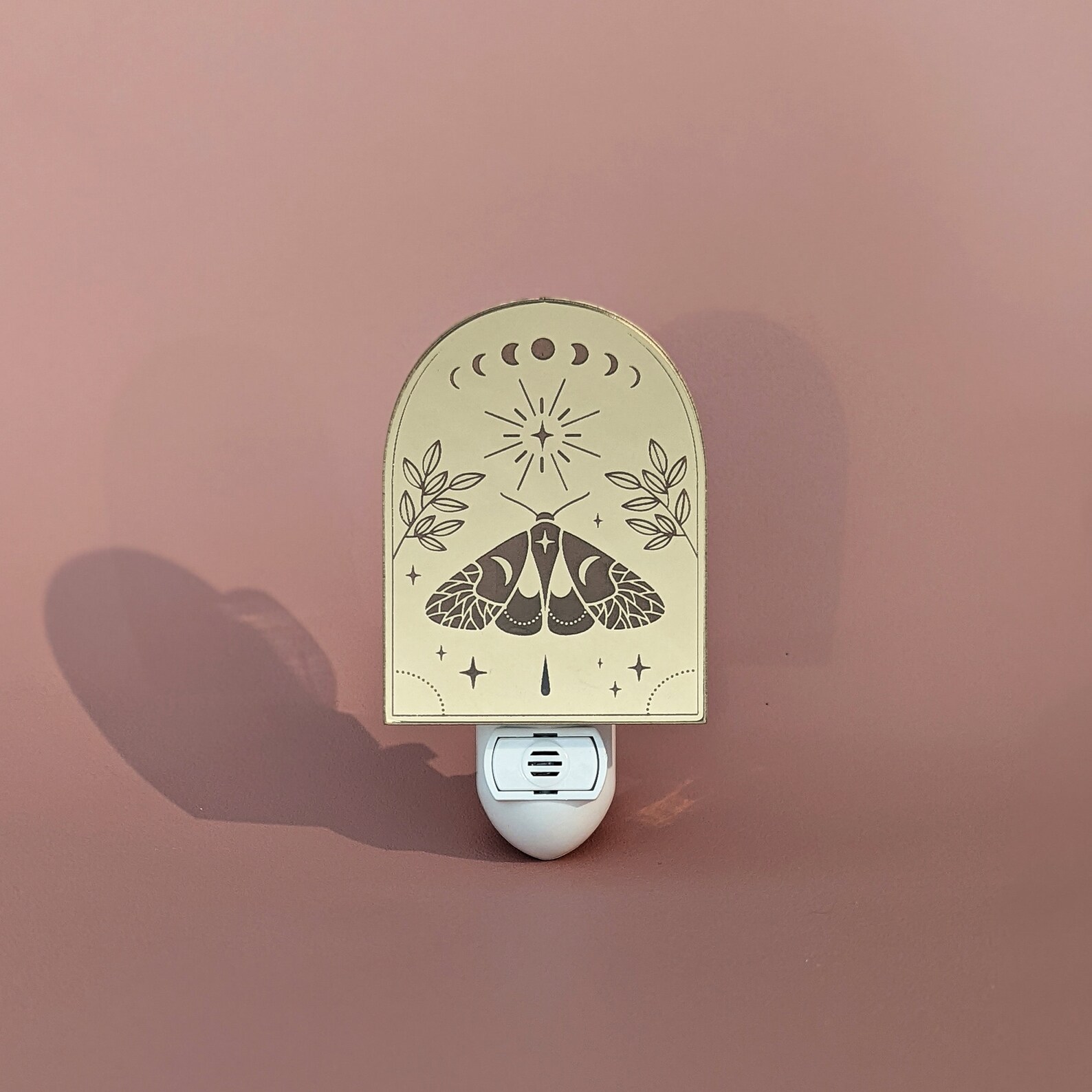 Moons and Moth Mirrored Acrylic Night Light - Etsy