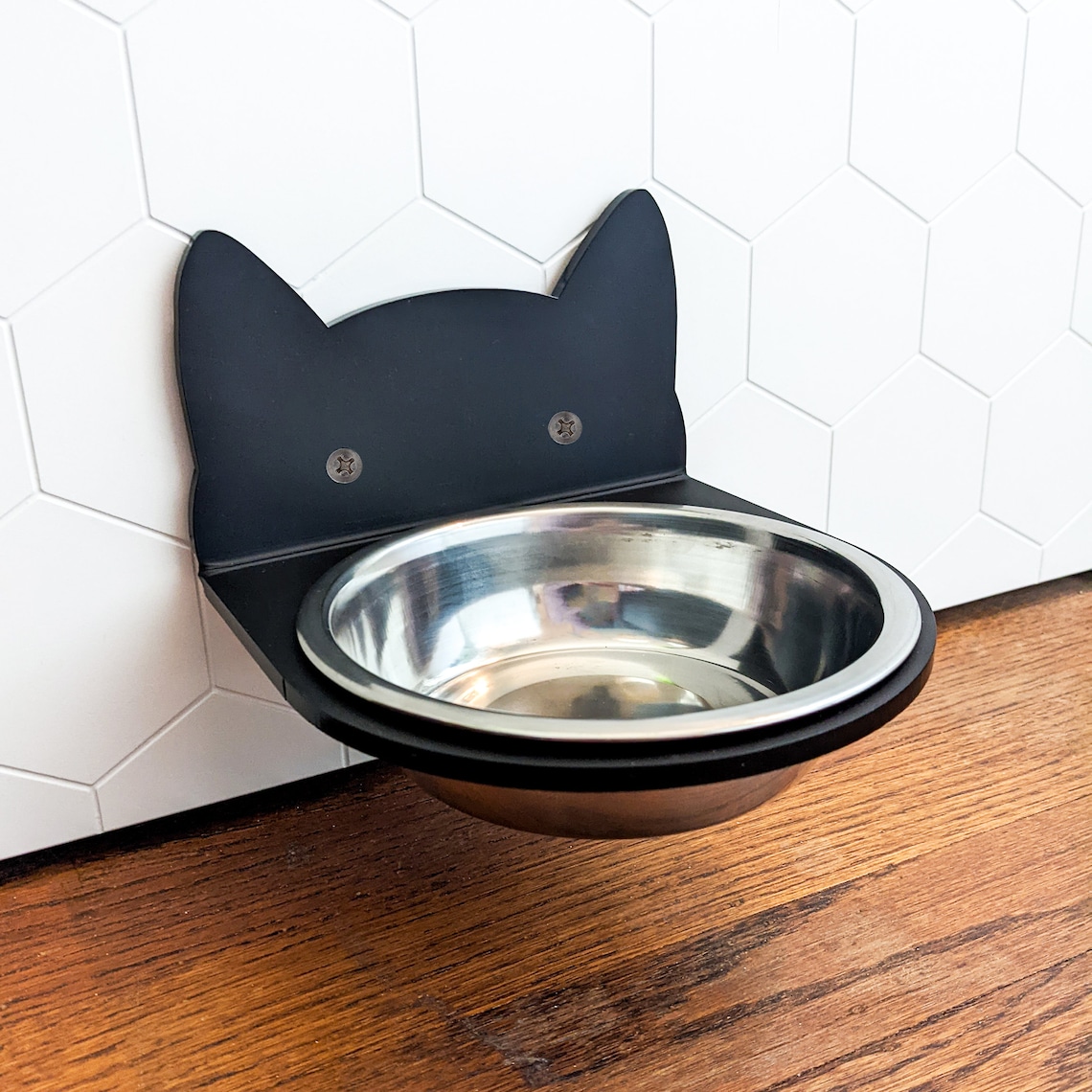 Black Cat Silhouette Wall Mounted Acrylic Food Bowl - Etsy