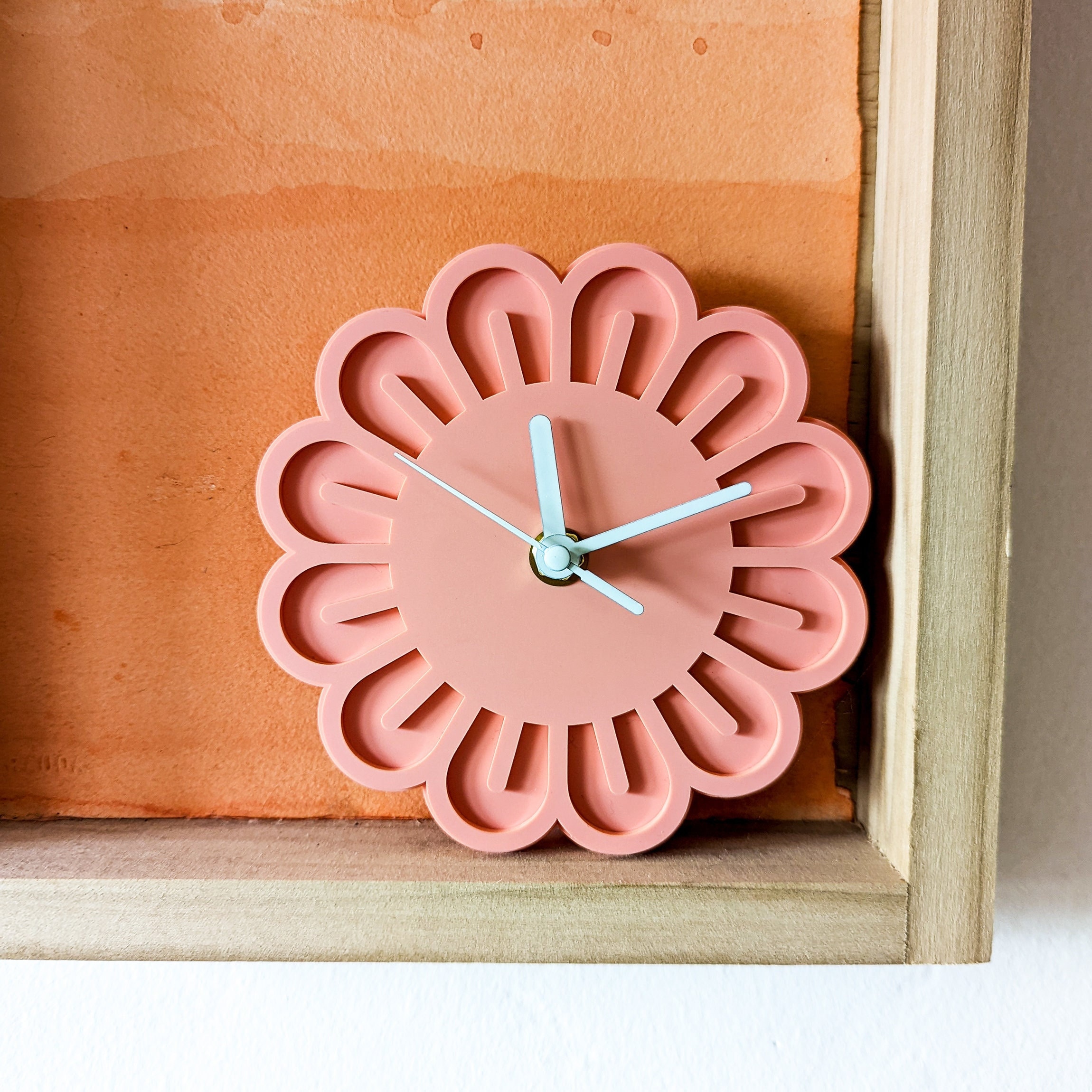 Mini Flower Acrylic Wall Clock - Melon Pink - Etsy