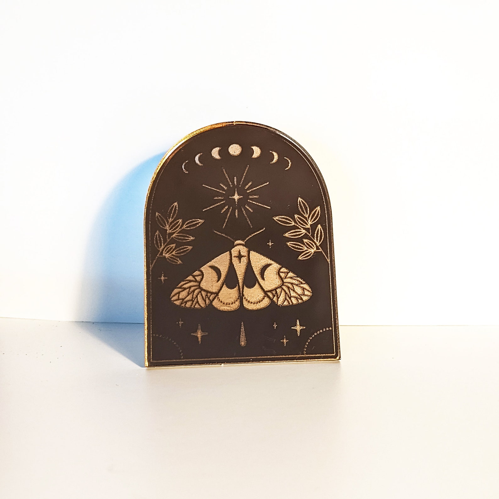 Moons and Moth Mirrored Acrylic Night Light - Etsy