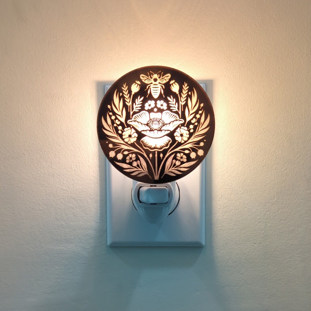 Poppy and Honey Bee Mirrored Acrylic Night Light - Etsy