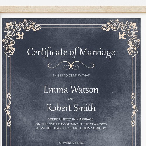 Romantic Certificate of Marriage Template Printable Keepsake - Etsy