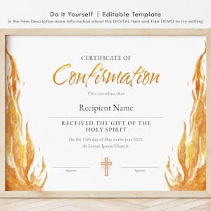 Confirmation Certificate Template Editable (Download Now) - Etsy