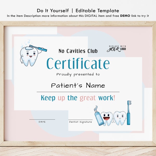 Dental Award Certificate - Etsy