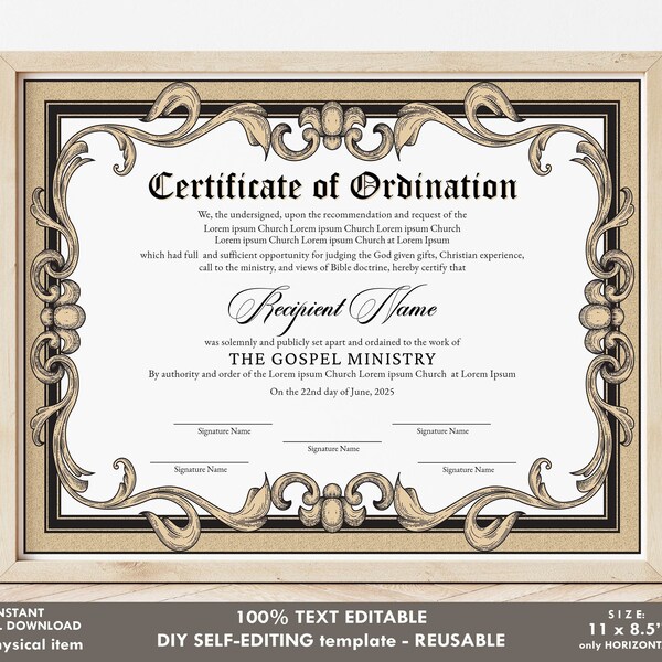 Certificate of Ordination Elder - Etsy
