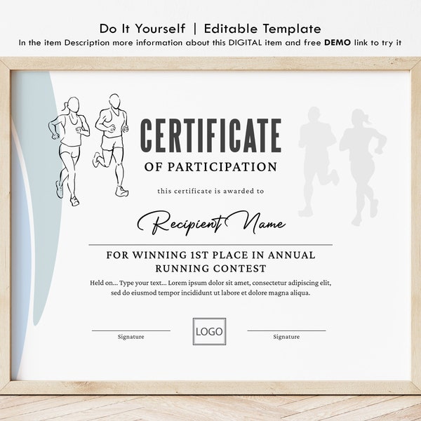 Track Certificate Template - Etsy