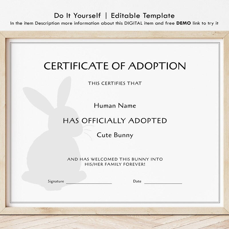 Custom Adoption Certificate - Etsy