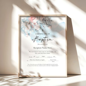Editable Baptism Certificate Template, Christening Certificate ...