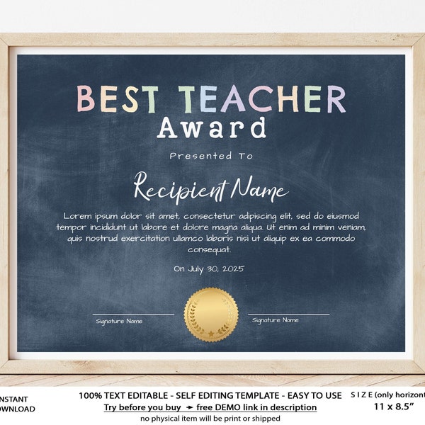 Teacher Appreciation Gift Certificate Template - Etsy UK