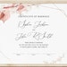 Boho Floral Marriage Certificate Template, Watercolor Calla Lily ...