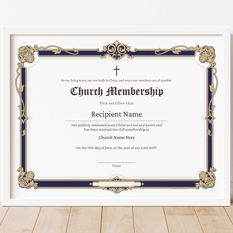 Editable Certificate of Church Membership - Etsy